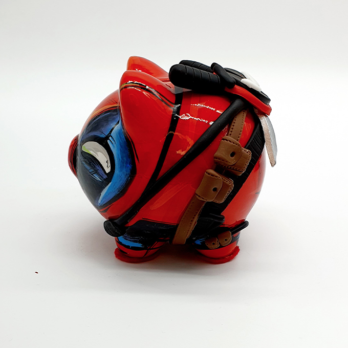 Hucha cerdito Deadpool - Mericuquis hecha y pintada a mano!!